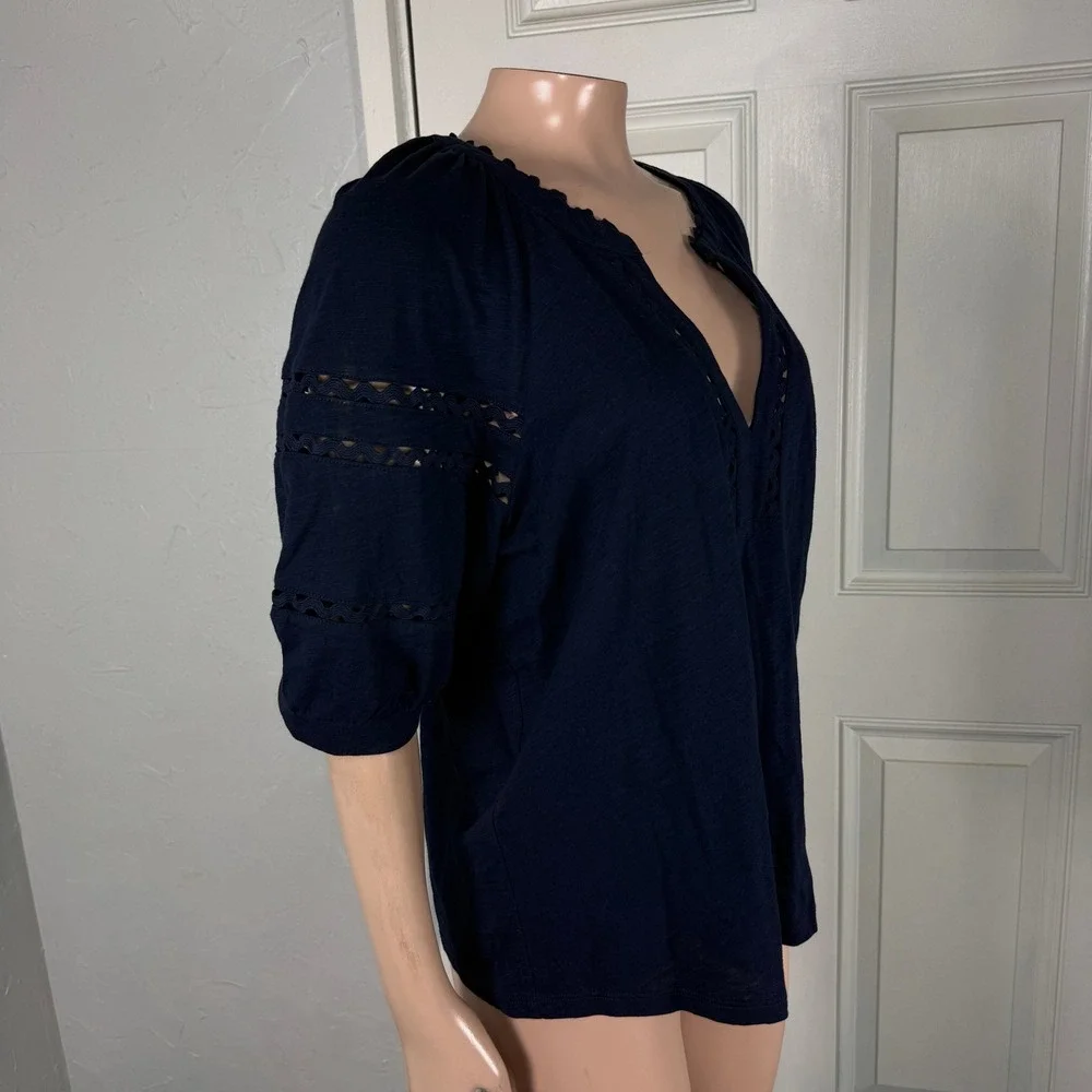 Boden | Tops | Boden Maisy Rikrak Trim Top Womens Shirt Navy Scalloped ...